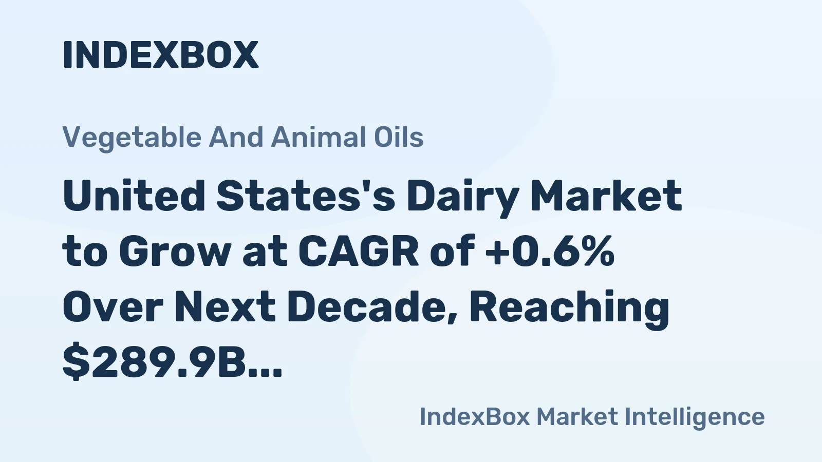 United States's Dairy Market to Grow at CAGR of +0.6% Over Next Decade, Reaching $289.9B by 2035