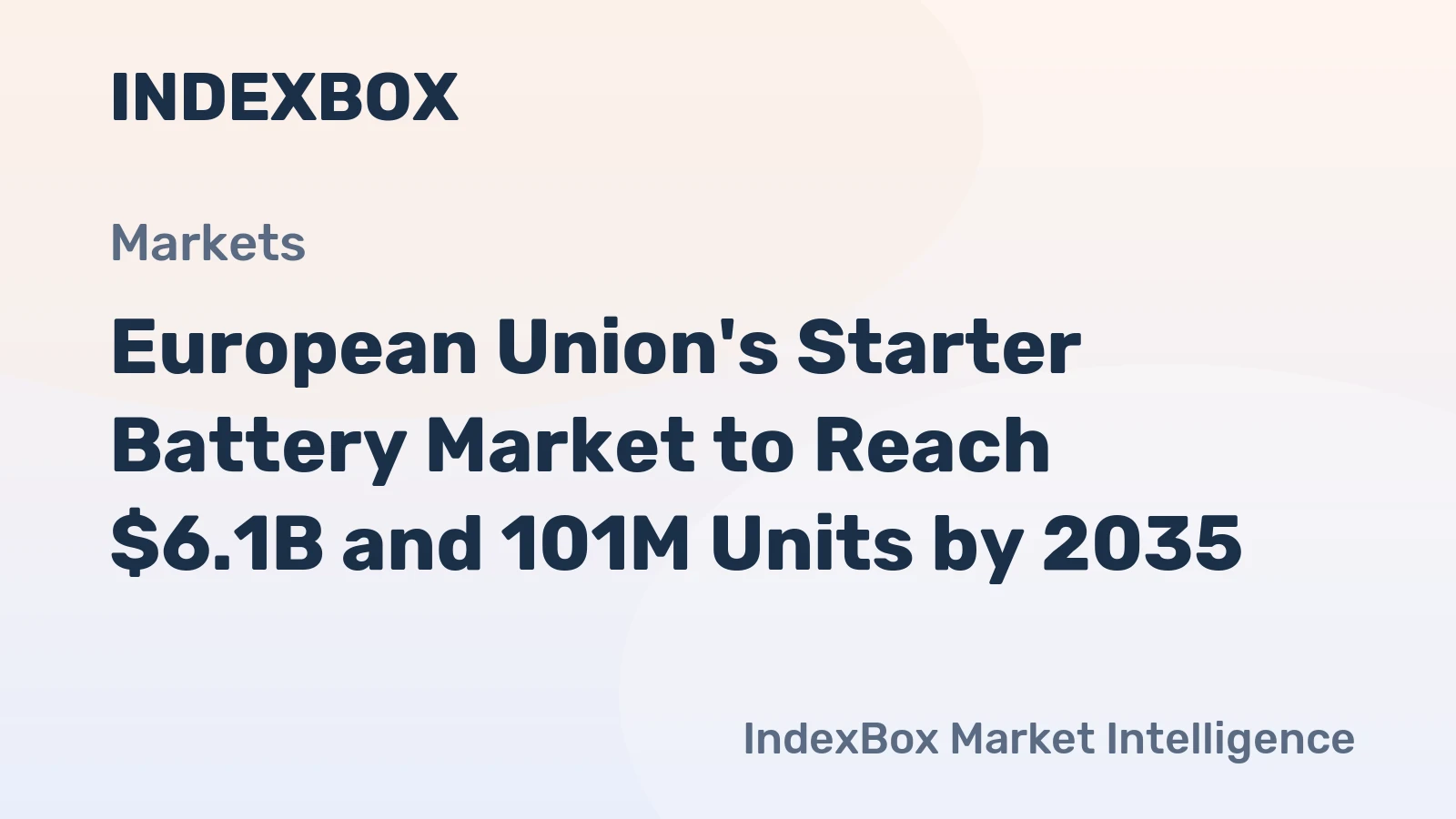 European Union's Starter Battery Market to Reach $6.1B and 101M Units by 2035