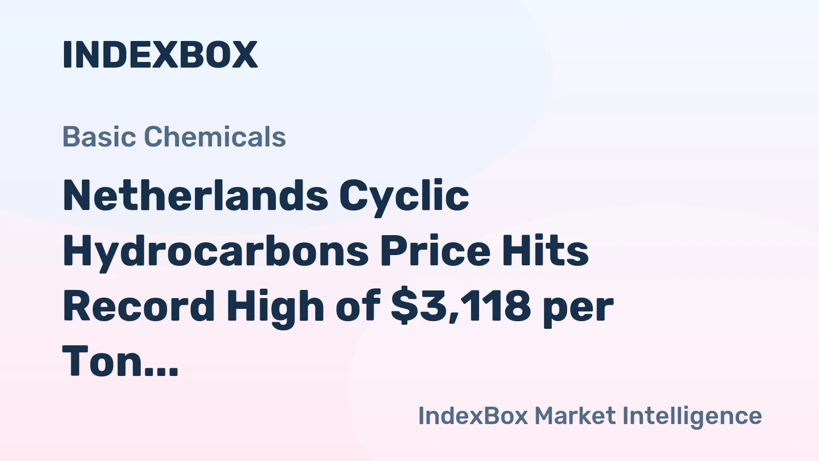 Netherlands Cyclic Hydrocarbons Price Hits Record High of $3,118 per Ton, Soaring 27%