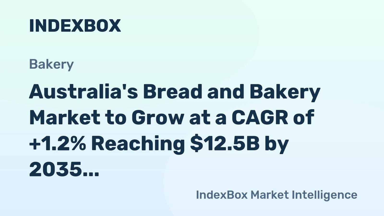 Australia's Bread and Bakery Market to Grow at a CAGR of +1.2% Reaching $12.5B by 2035