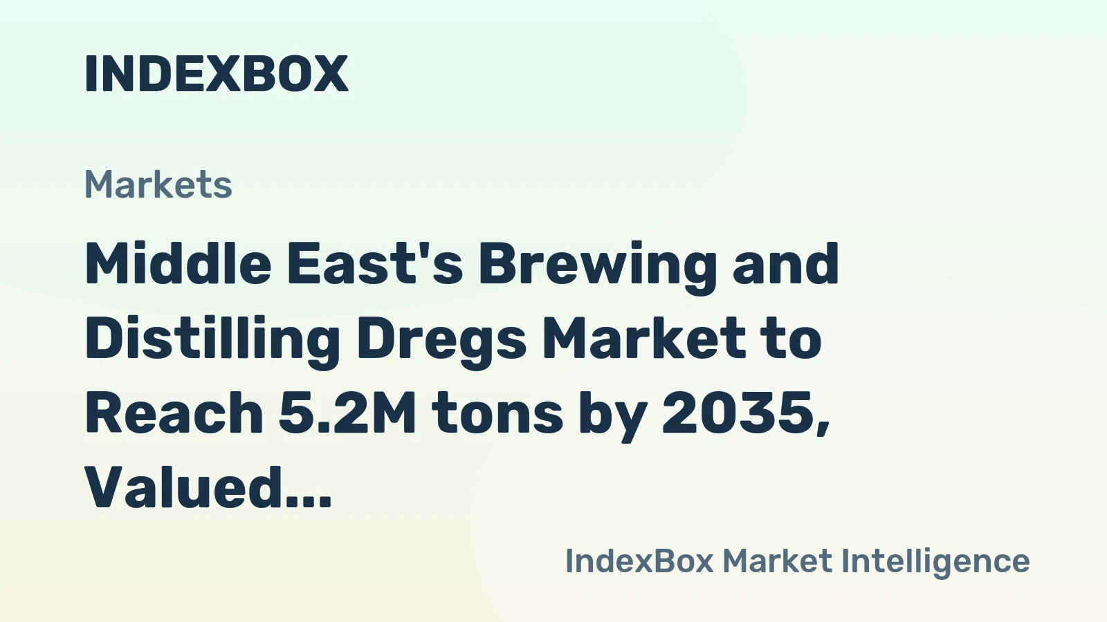Middle East's Brewing and Distilling Dregs Market to Reach 5.2M tons by 2035, Valued at $1.6B