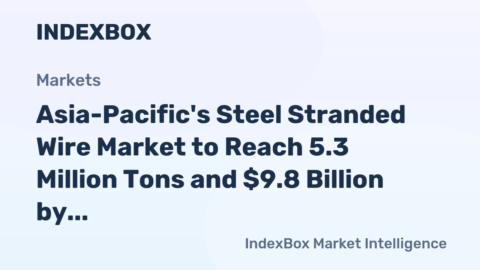 Asia-Pacific's Steel Stranded Wire Market to Reach 5.3 Million Tons and $9.8 Billion by 2035