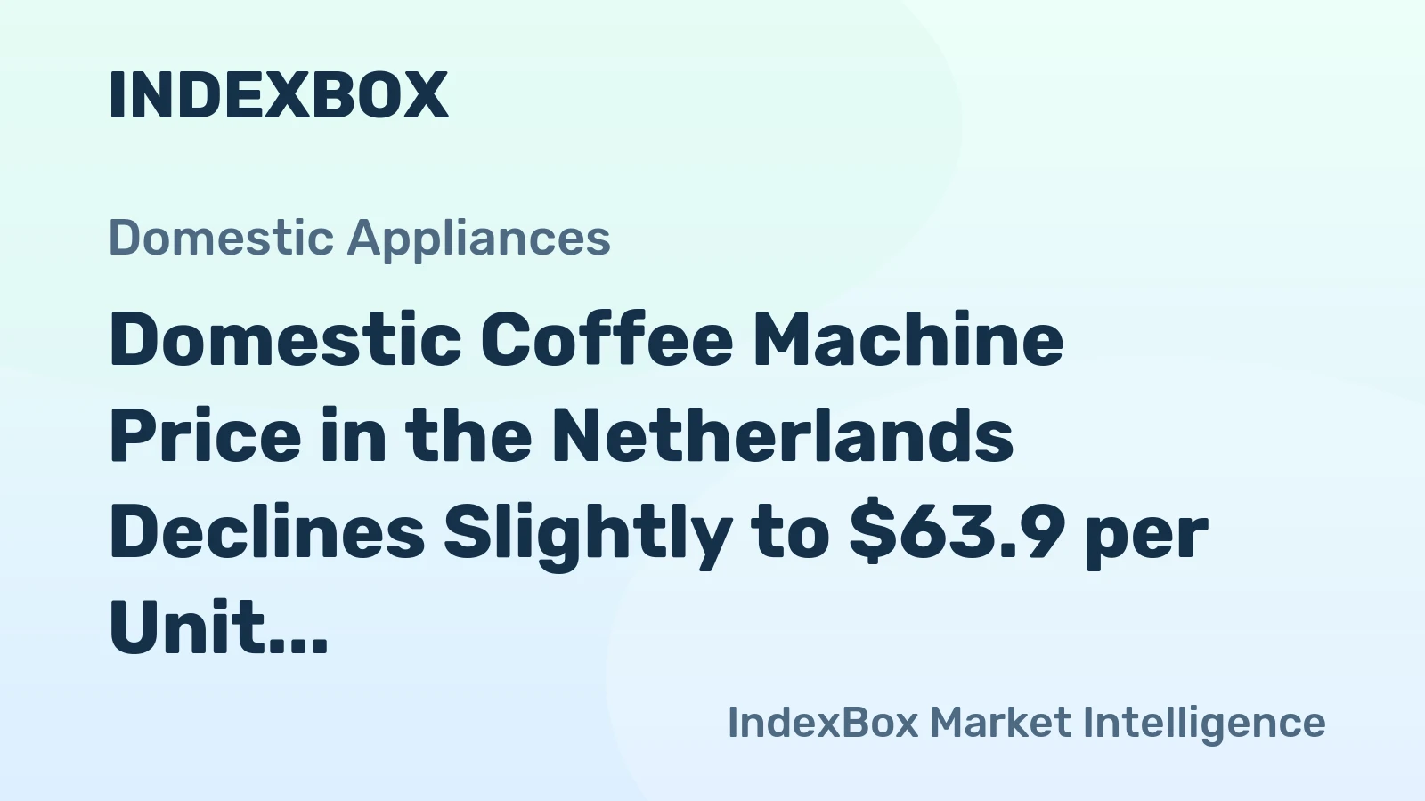 Domestic Coffee Machine Price in the Netherlands Declines Slightly to $63.9 per Unit