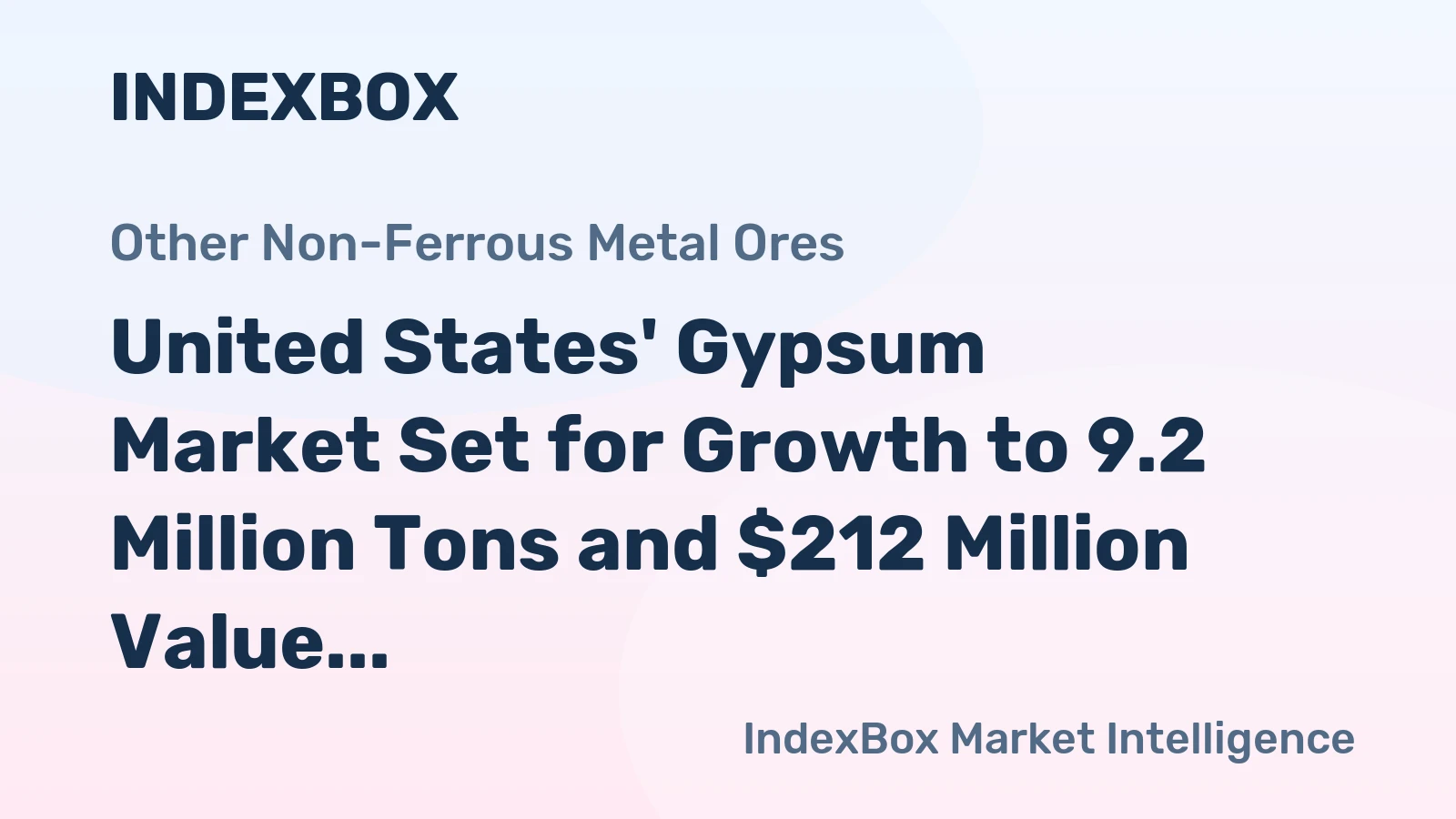 United States' Gypsum Market Set for Growth to 9.2 Million Tons and $212 Million Value