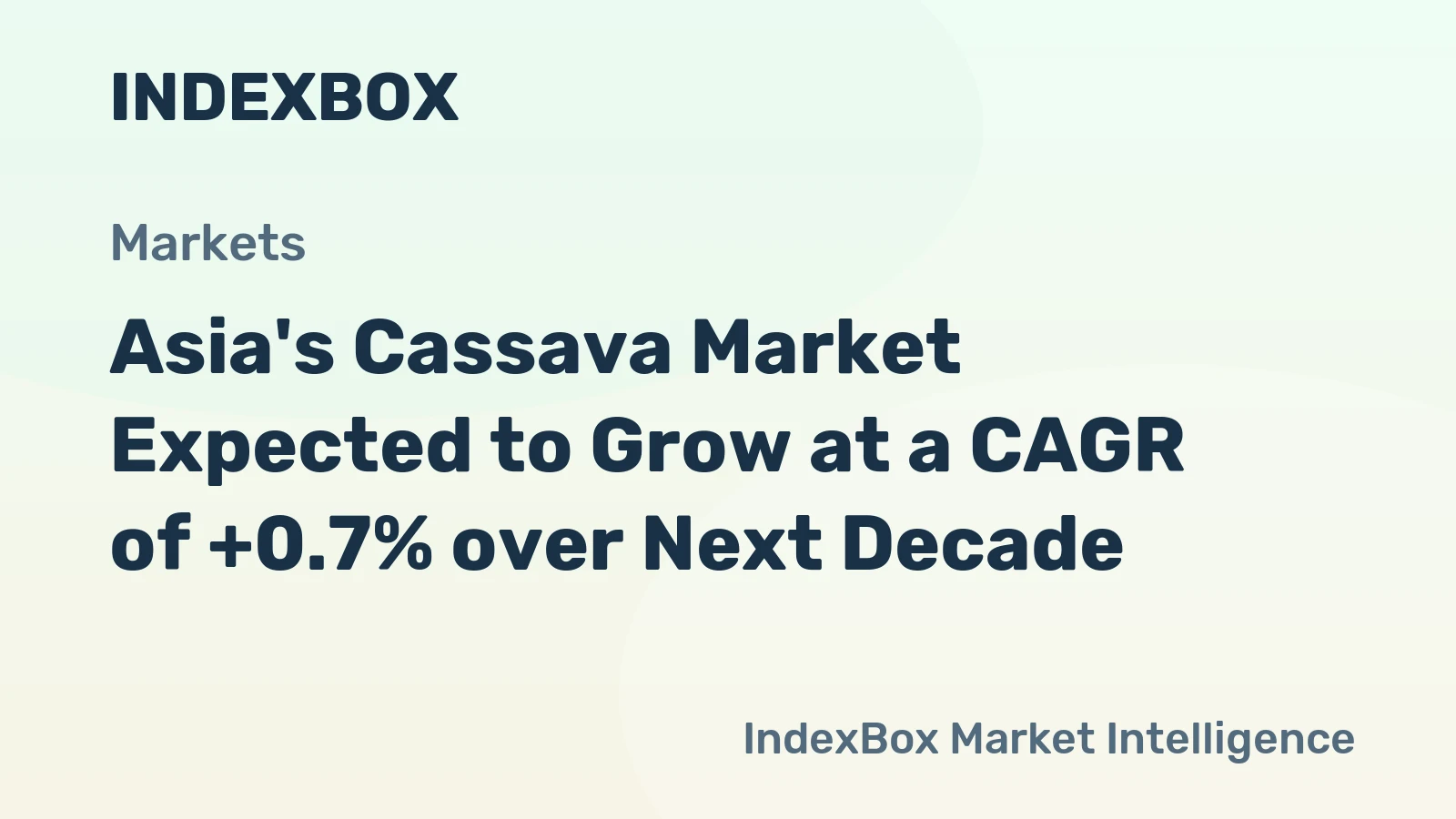 Asia's Cassava Market Expected to Grow at a CAGR of +0.7% over Next Decade