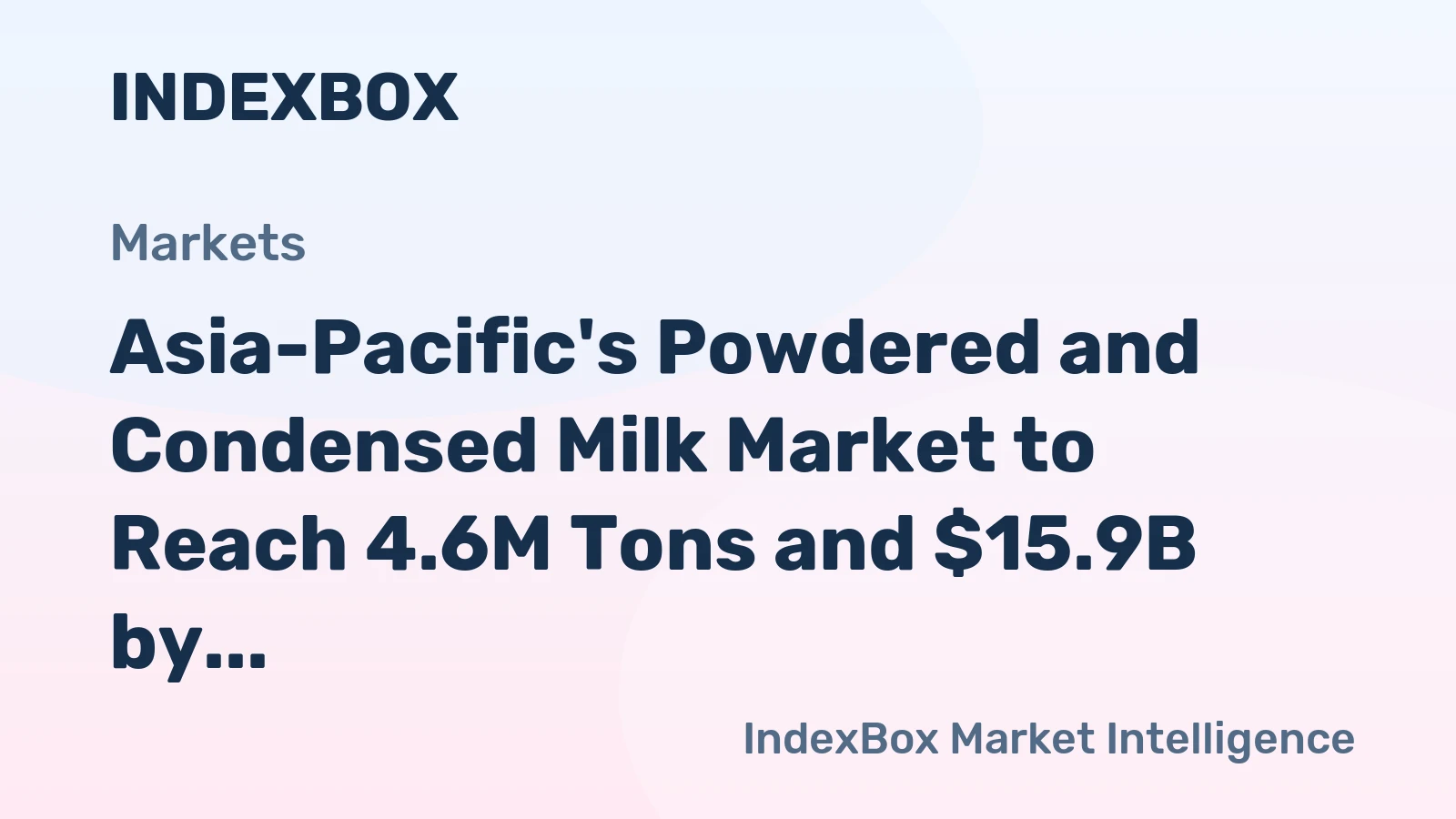 Asia-Pacific's Powdered and Condensed Milk Market to Reach 4.6M Tons and $15.9B by 2035