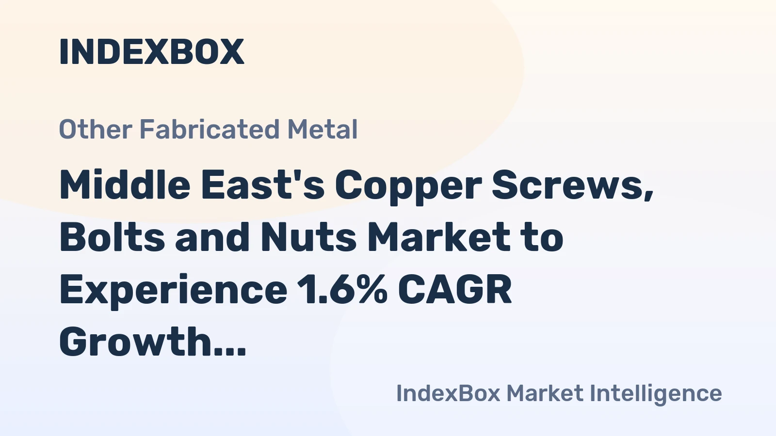 Middle East's Copper Screws, Bolts and Nuts Market to Experience 1.6% CAGR Growth by 2035