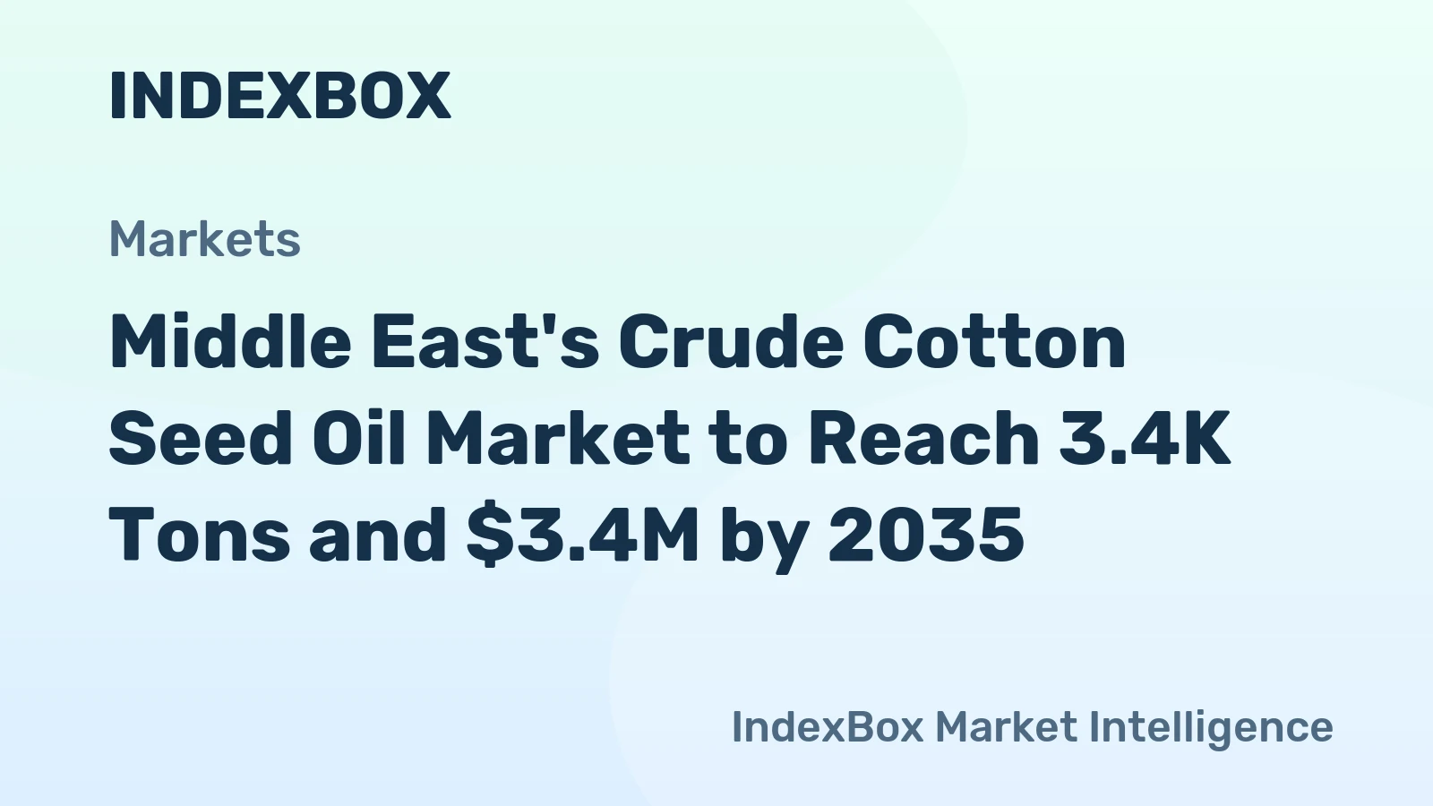 Middle East's Crude Cotton Seed Oil Market to Reach 3.4K Tons and $3.4M by 2035