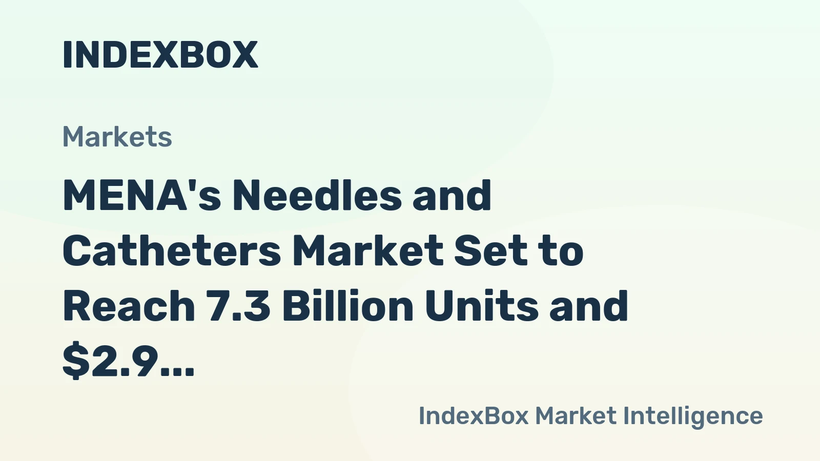 MENA's Needles and Catheters Market Set to Reach 7.3 Billion Units and $2.9 Billion in Value by 2035