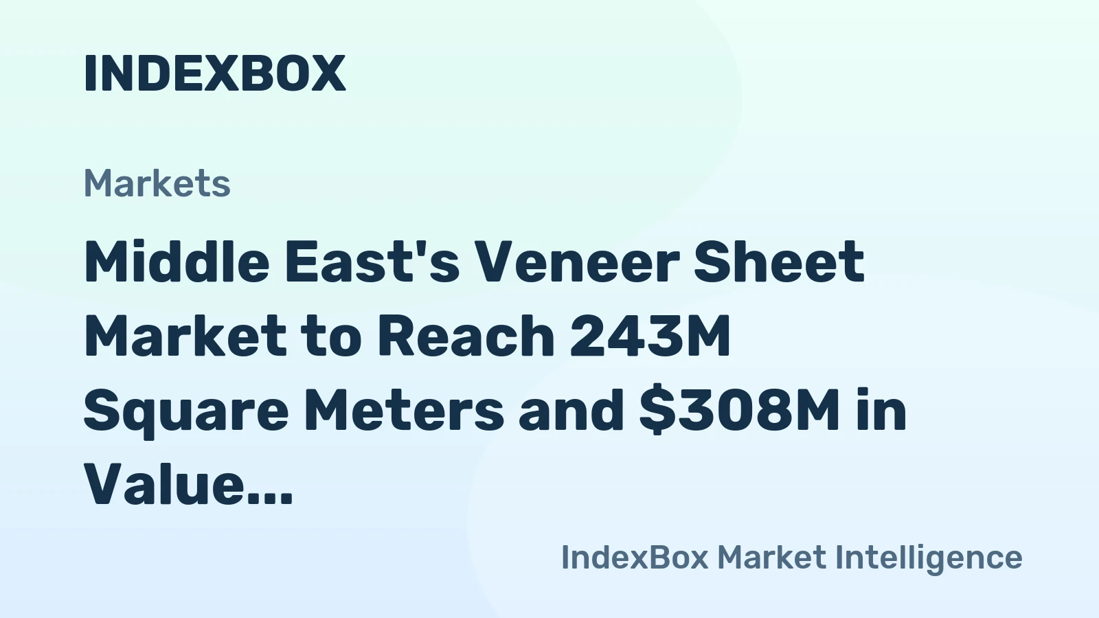 Middle East's Veneer Sheet Market to Reach 243M Square Meters and $308M in Value
