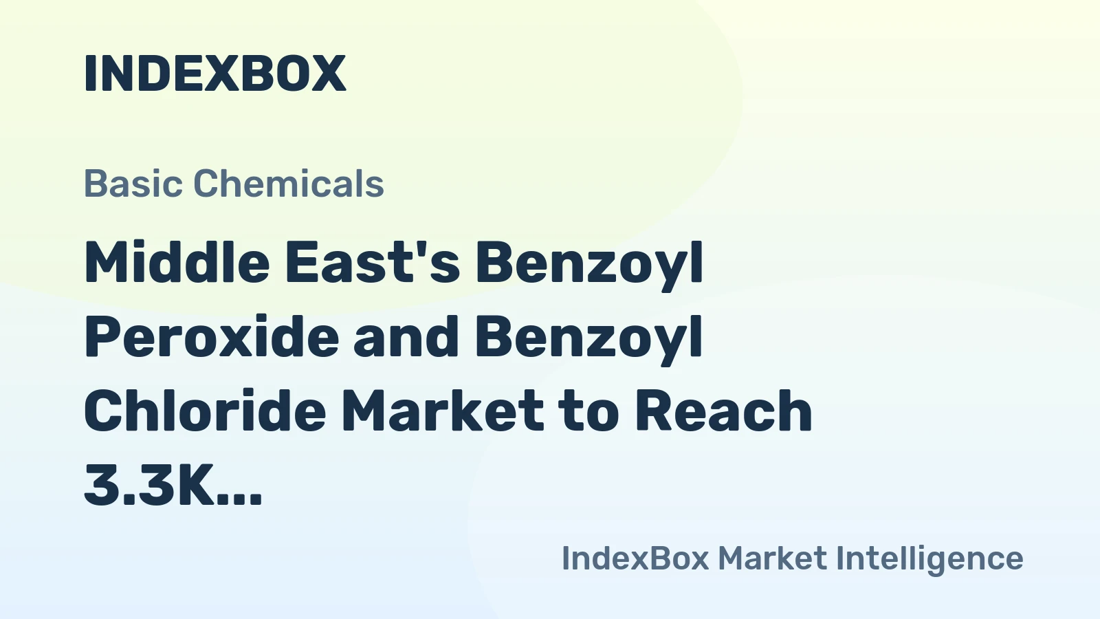Middle East's Benzoyl Peroxide and Benzoyl Chloride Market to Reach 3.3K Tons and $17M by 2035