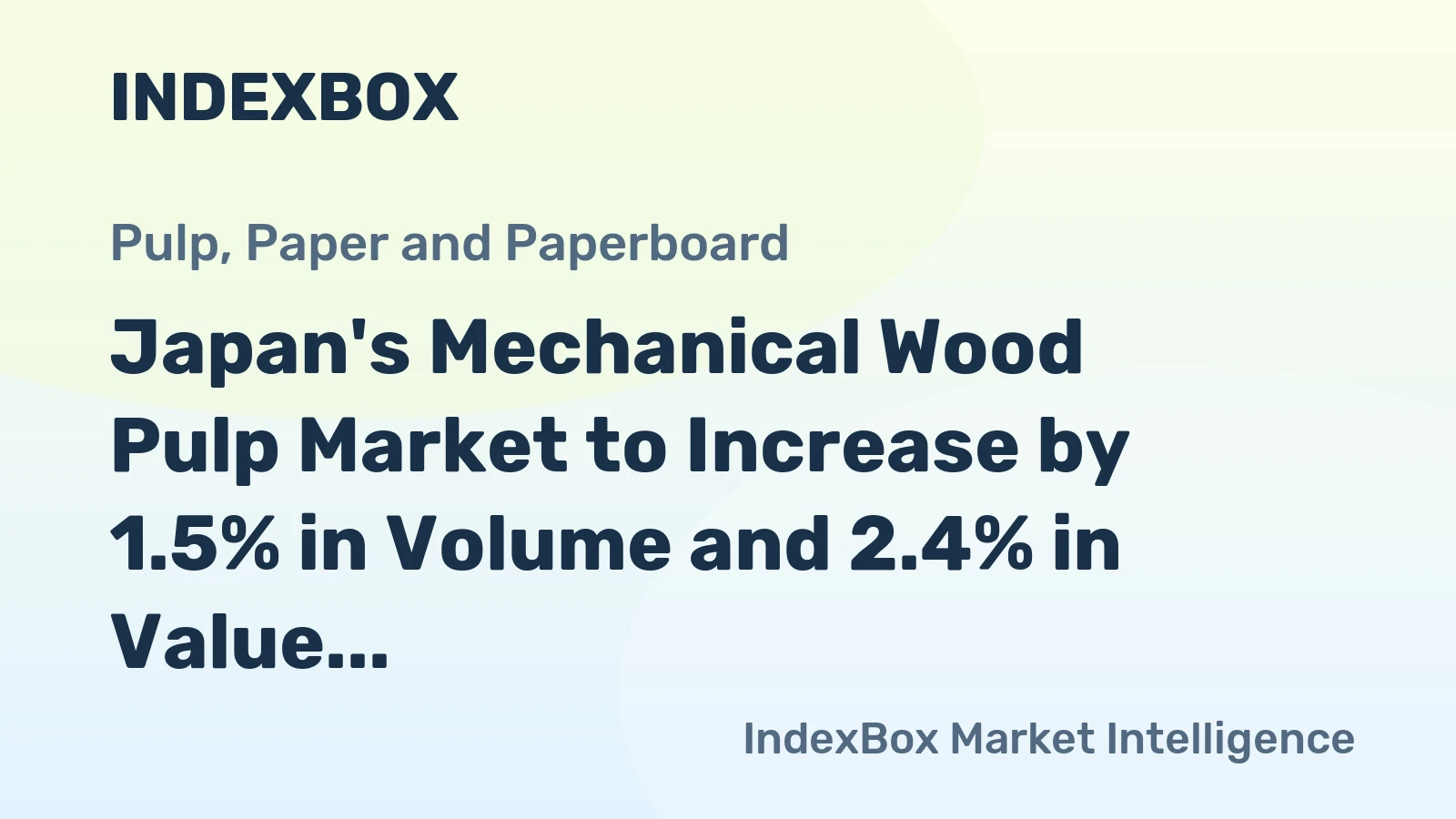 Japan's Mechanical Wood Pulp Market to Increase by 1.5% in Volume and 2.4% in Value by 2035