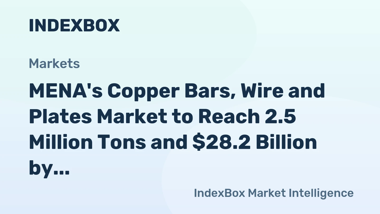 MENA's Copper Bars, Wire and Plates Market to Reach 2.5 Million Tons and $28.2 Billion by 2035