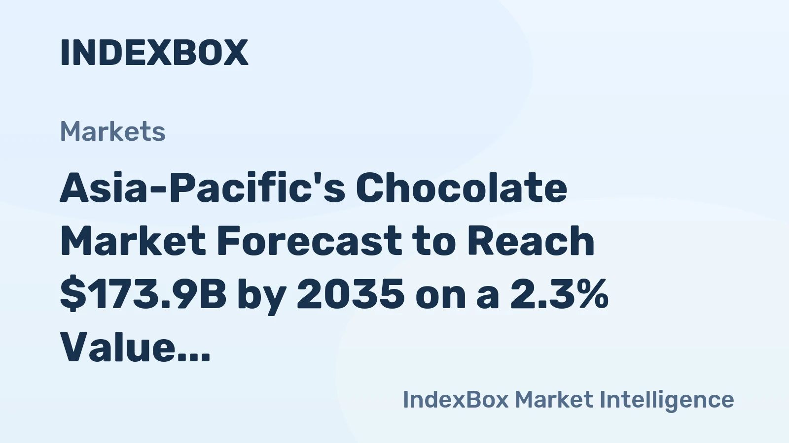 Asia-Pacific's Chocolate Market Forecast to Reach $173.9B by 2035 on a 2.3% Value CAGR