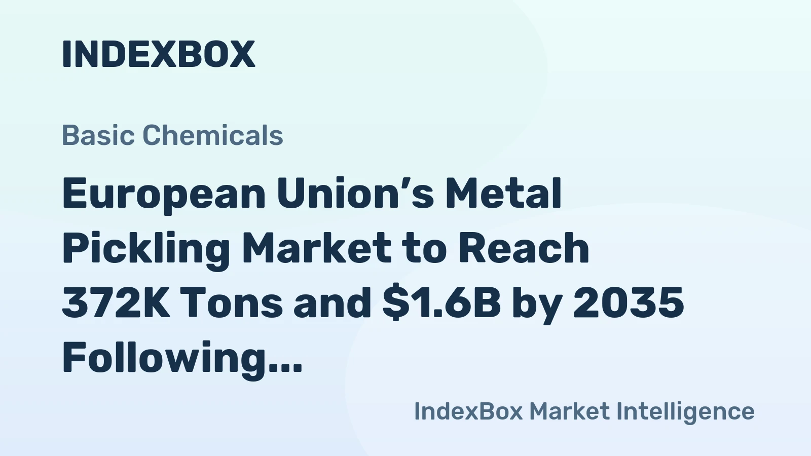 European Union’s Metal Pickling Market to Reach 372K Tons and $1.6B by 2035 Following a Sharp 2024 Contraction