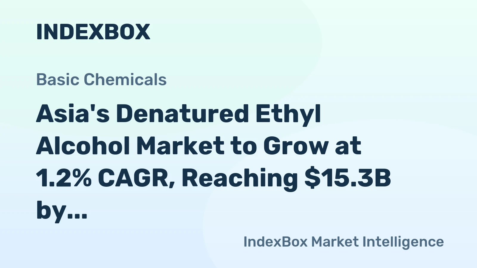 Asia's Denatured Ethyl Alcohol Market to Grow at 1.2% CAGR, Reaching $15.3B by 2035