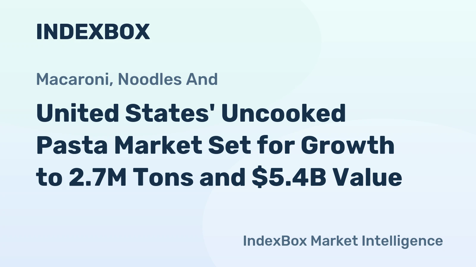 United States' Uncooked Pasta Market Set for Growth to 2.7M Tons and $5.4B Value