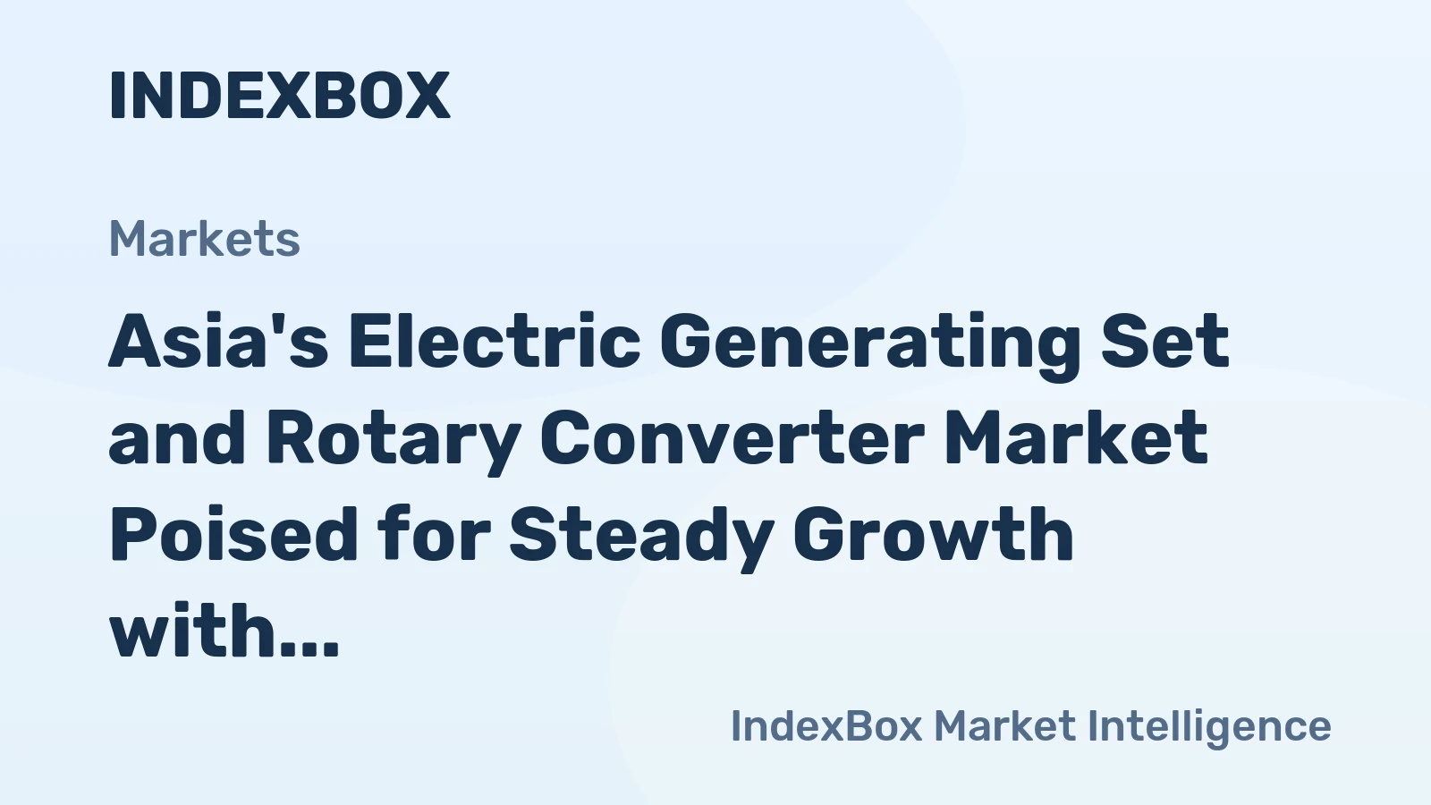Asia's Electric Generating Set and Rotary Converter Market Poised for Steady Growth with 2.3% CAGR in Value Through 2035