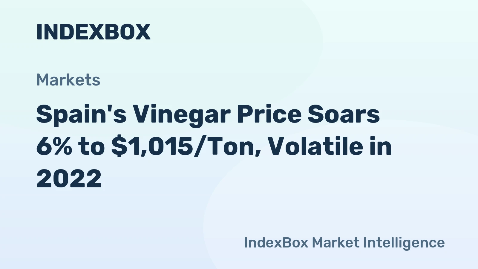 Spain's Vinegar Price Soars 6% to $1,015/Ton, Volatile in 2022
