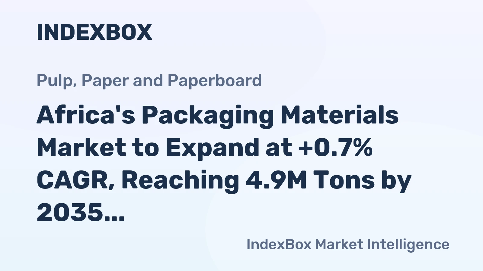 Africa's Packaging Materials Market to Expand at +0.7% CAGR, Reaching 4.9M Tons by 2035