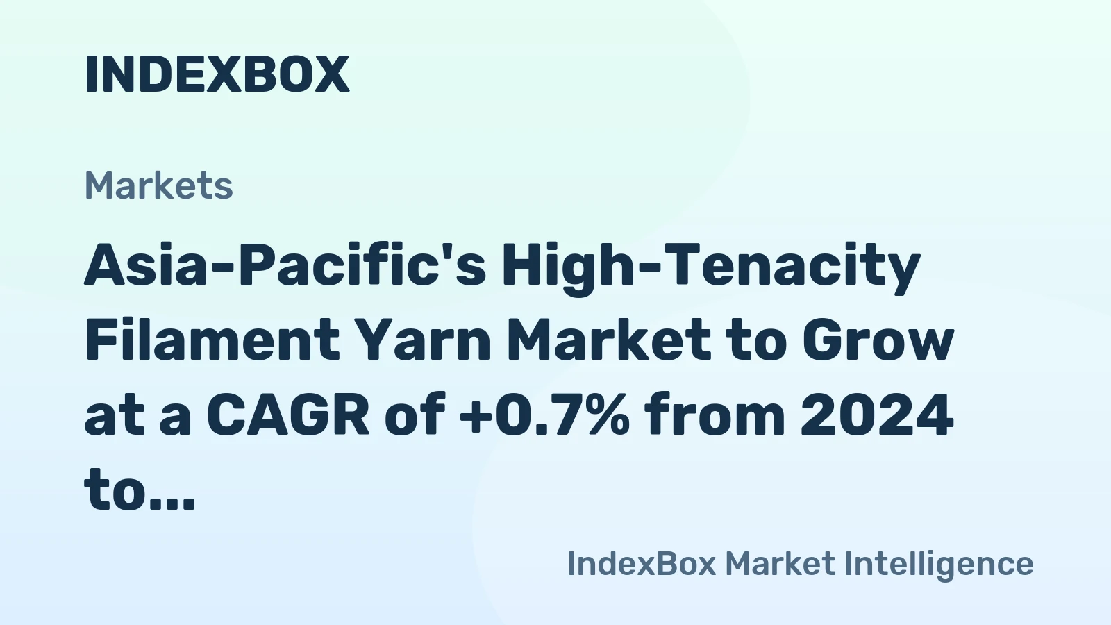 Asia-Pacific's High-Tenacity Filament Yarn Market to Grow at a CAGR of +0.7% from 2024 to 2035