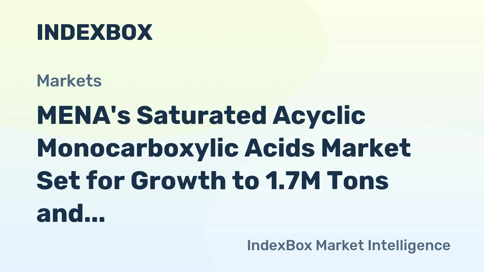 MENA's Saturated Acyclic Monocarboxylic Acids Market Set for Growth to 1.7M Tons and $2.7B