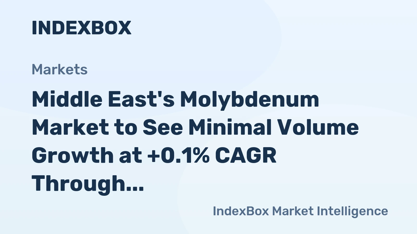 Middle East's Molybdenum Market to See Minimal Volume Growth at +0.1% CAGR Through 2035