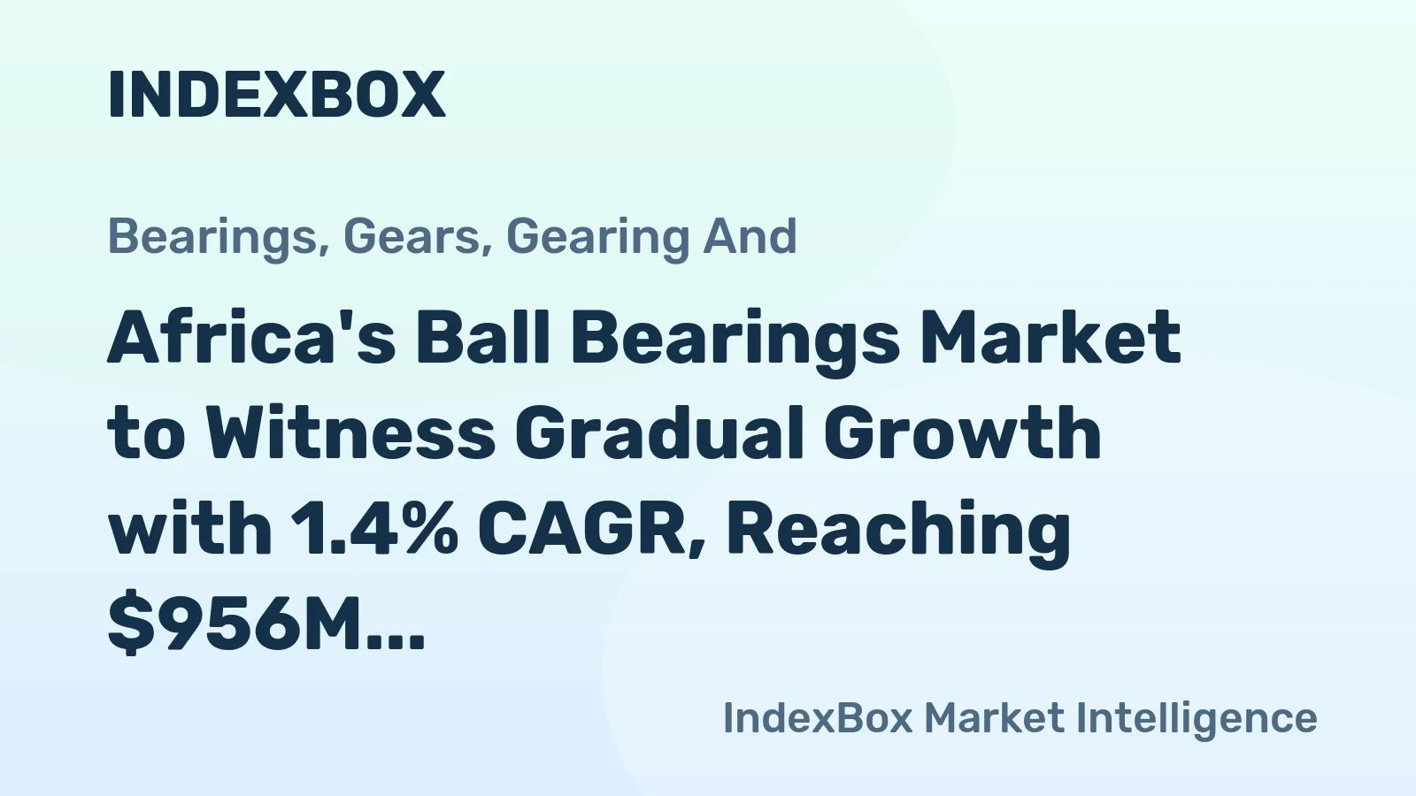 Africa's Ball Bearings Market to Witness Gradual Growth with 1.4% CAGR, Reaching $956M by 2035