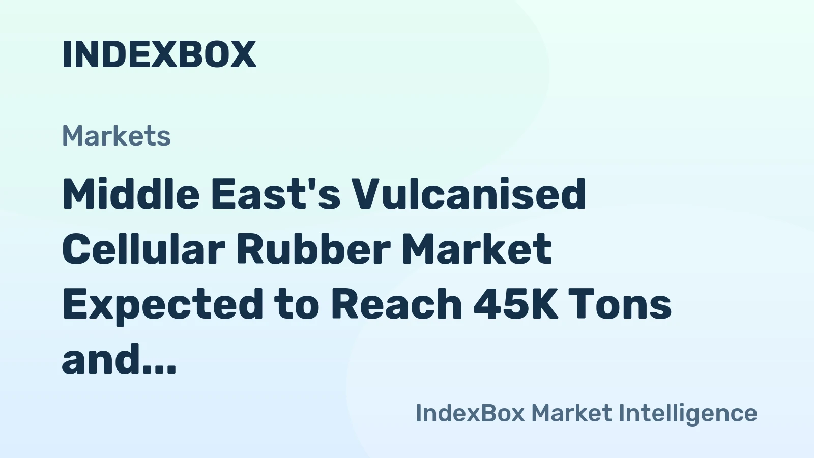 Middle East's Vulcanised Cellular Rubber Market Expected to Reach 45K Tons and $265M by 2035