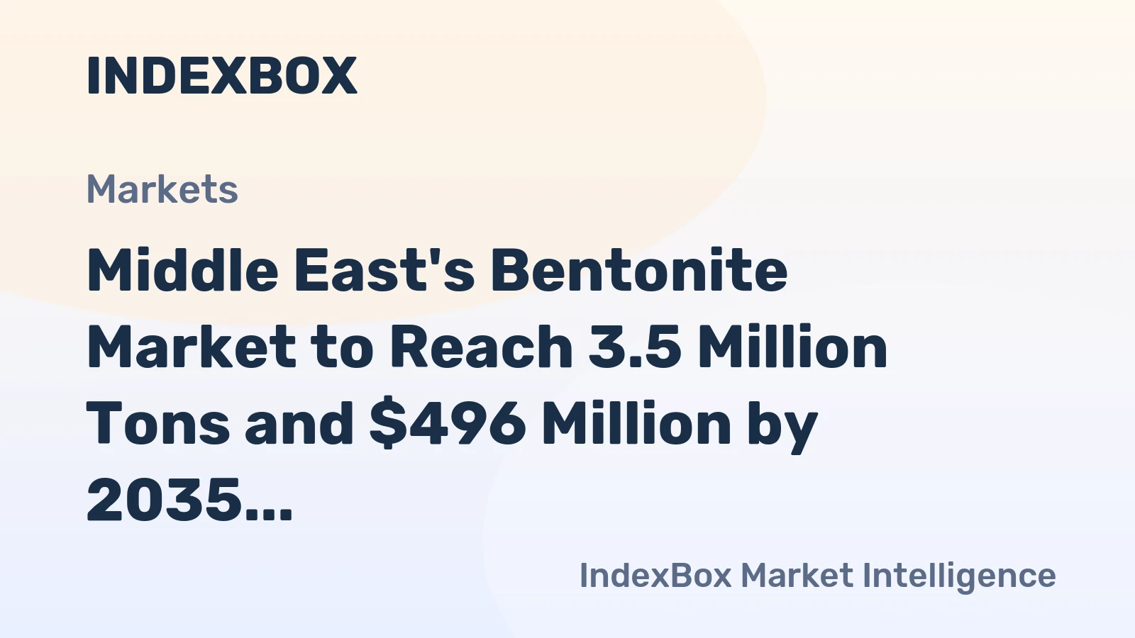 Middle East's Bentonite Market to Reach 3.5 Million Tons and $496 Million by 2035