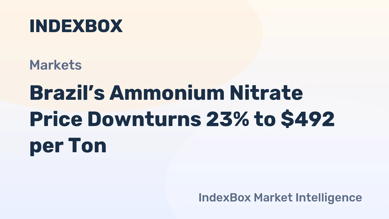 Brazil’s Ammonium Nitrate Price Downturns 23% to $492 per Ton
