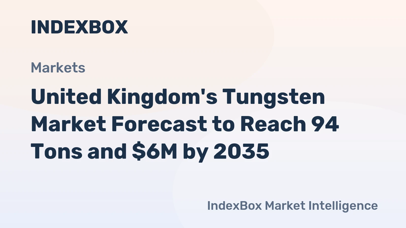 United Kingdom's Tungsten Market Forecast to Reach 94 Tons and $6M by 2035