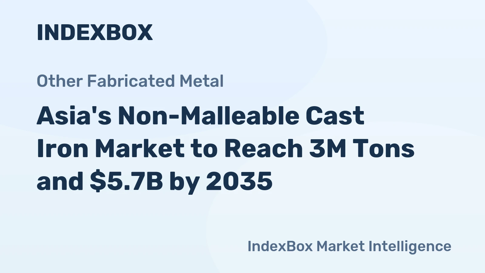 Asia's Non-Malleable Cast Iron Market to Reach 3M Tons and $5.7B by 2035