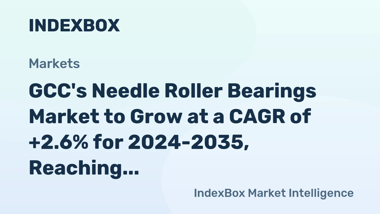 GCC's Needle Roller Bearings Market to Grow at a CAGR of +2.6% for 2024-2035, Reaching $18M by End of Period
