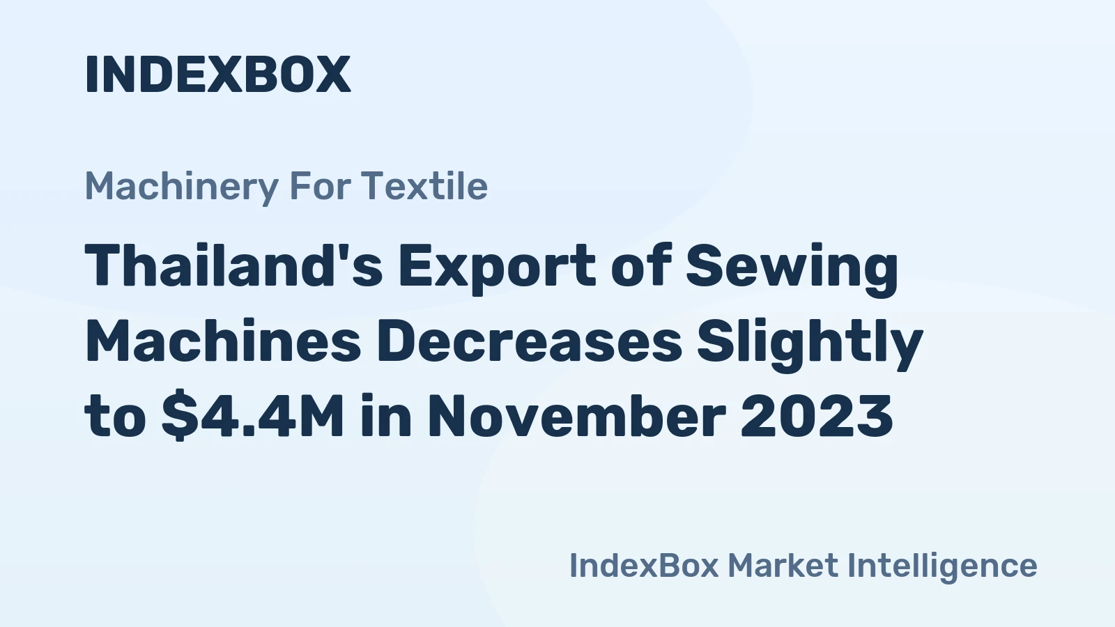Thailand's Export of Sewing Machines Decreases Slightly to $4.4M in November 2023