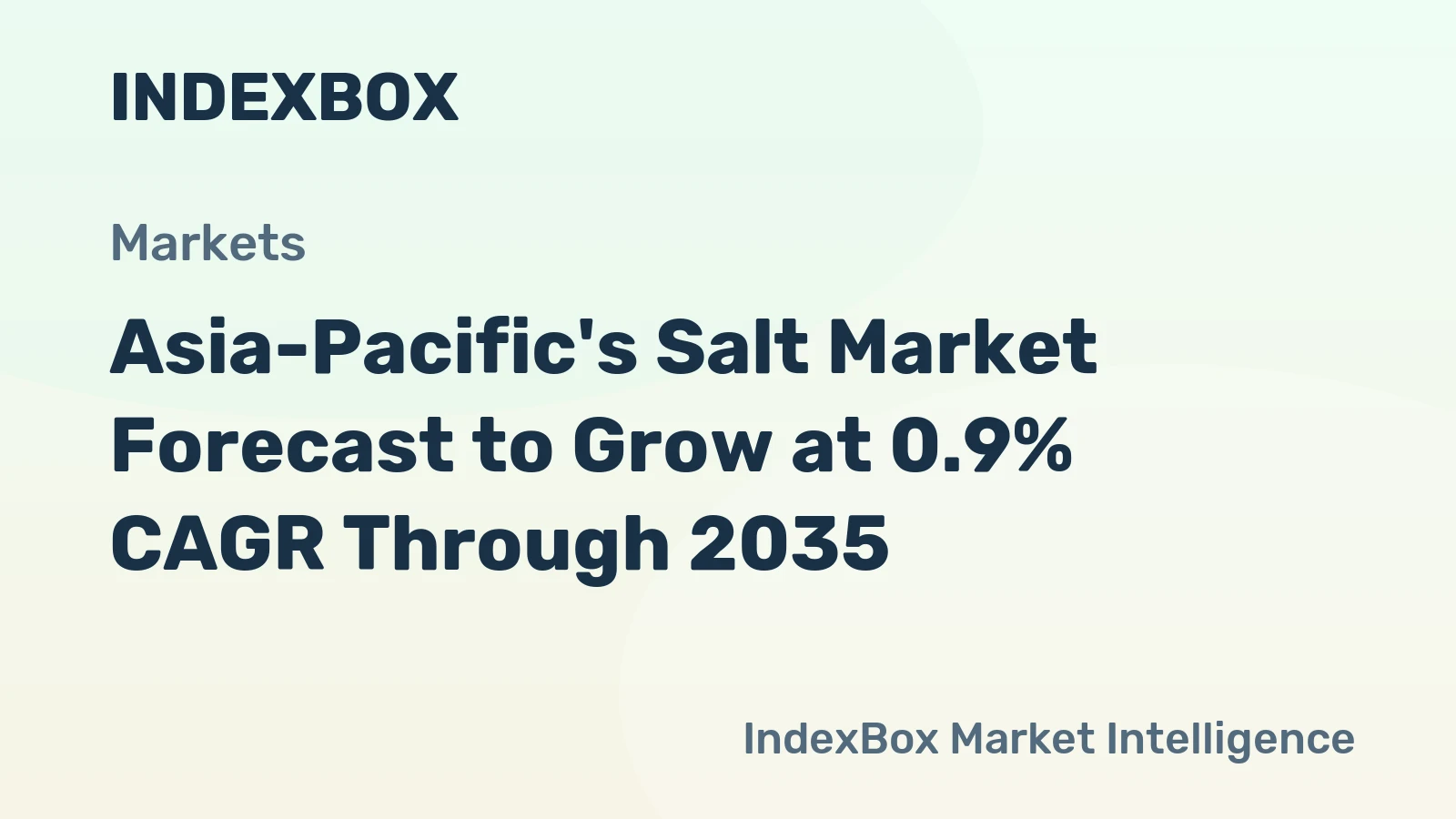 Asia-Pacific's Salt Market Forecast to Grow at 0.9% CAGR Through 2035