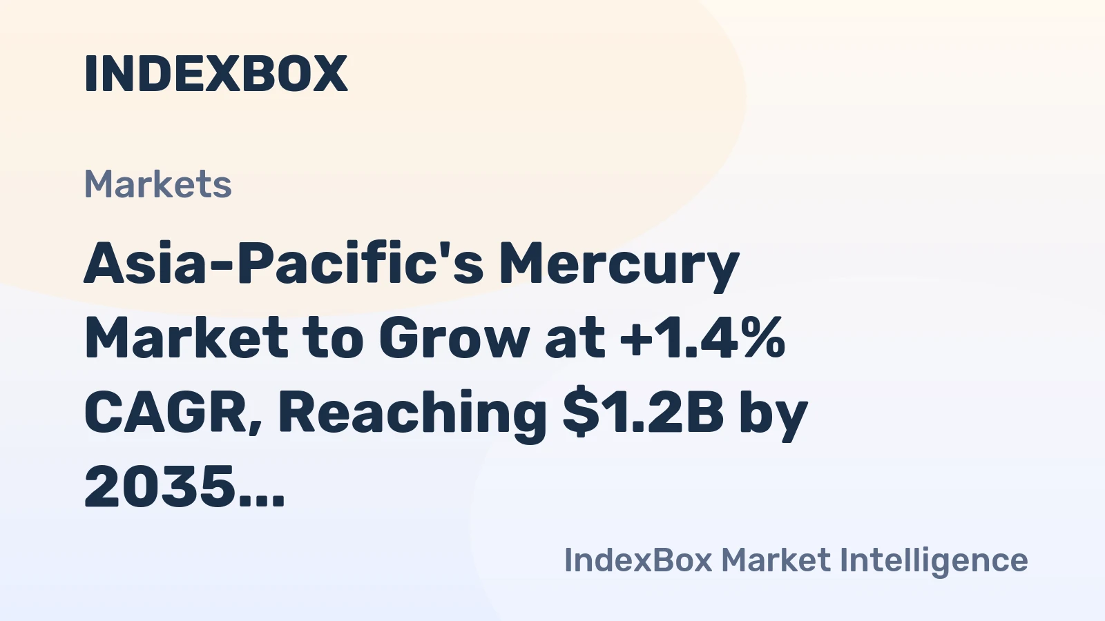 Asia-Pacific's Mercury Market to Grow at +1.4% CAGR, Reaching $1.2B by 2035