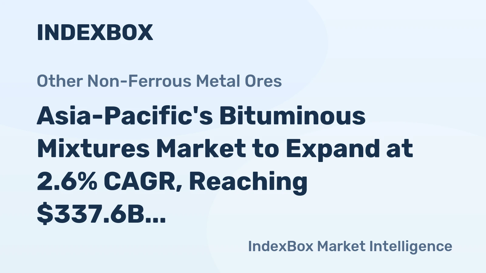 Asia-Pacific's Bituminous Mixtures Market to Expand at 2.6% CAGR, Reaching $337.6B by 2035