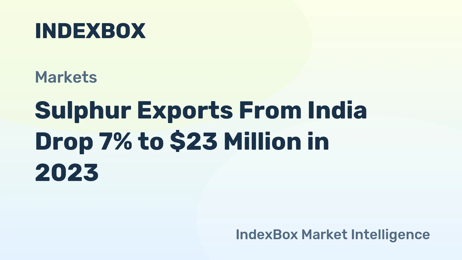 Sulphur Exports From India Drop 7% to $23 Million in 2023