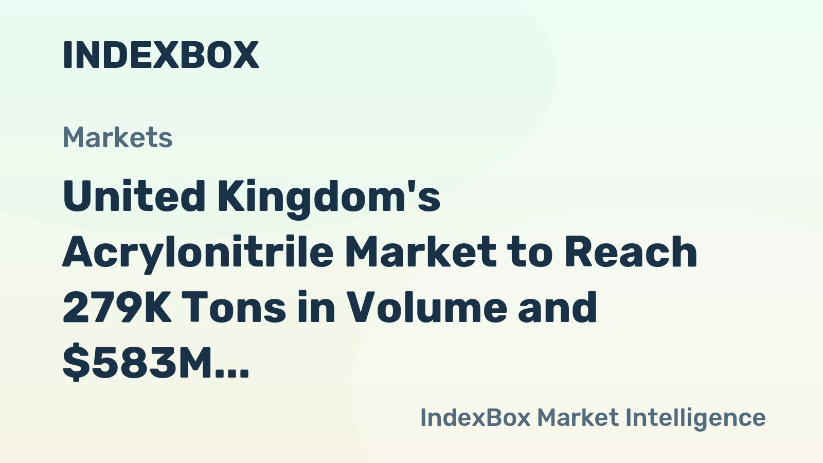 United Kingdom's Acrylonitrile Market to Reach 279K Tons in Volume and $583M in Value by 2035