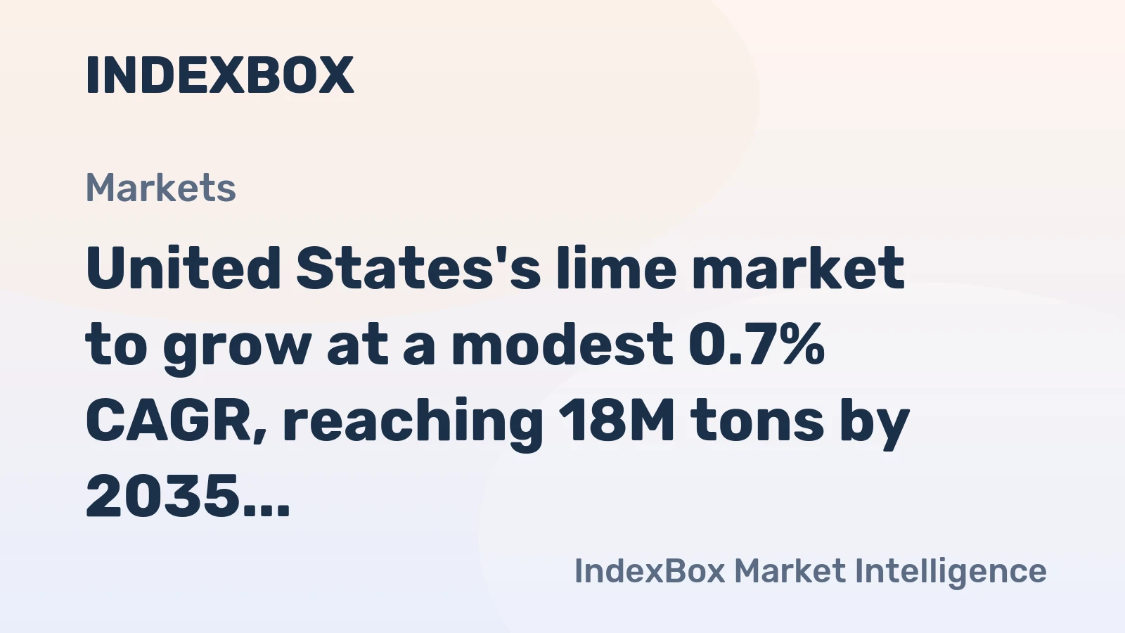 United States's lime market to grow at a modest 0.7% CAGR, reaching 18M tons by 2035, driven by rising domestic demand.