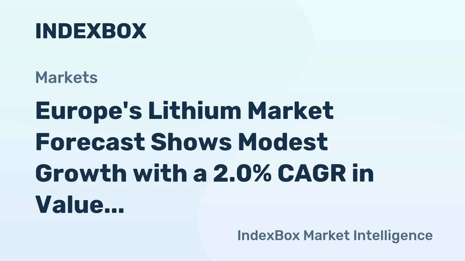 Europe's Lithium Market Forecast Shows Modest Growth with a 2.0% CAGR in Value Through 2035