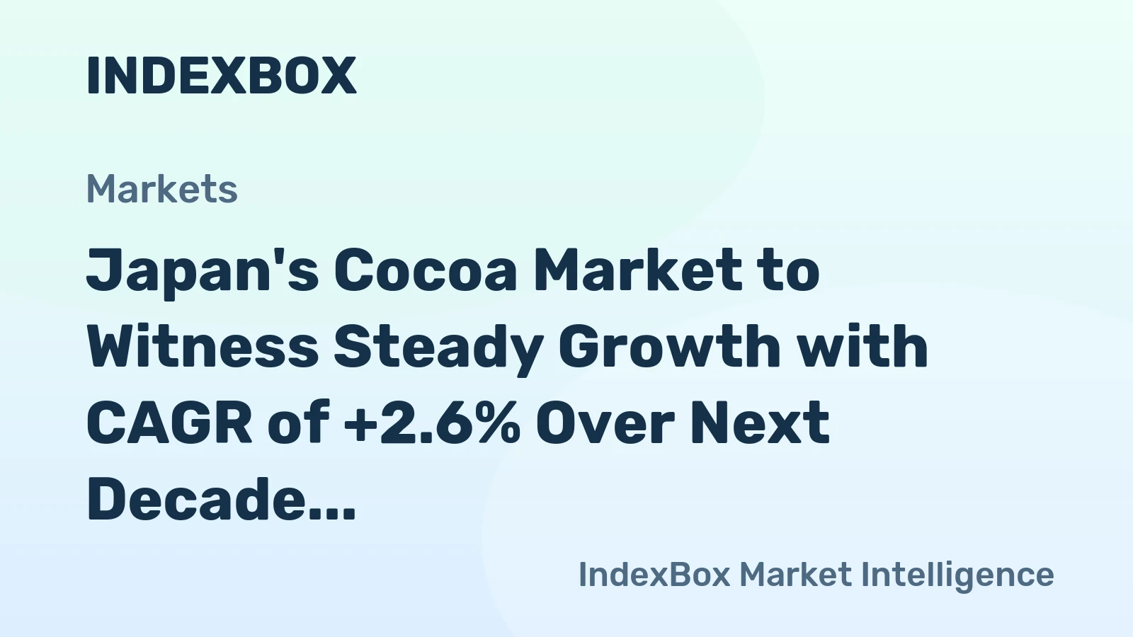 Japan's Cocoa Market to Witness Steady Growth with CAGR of +2.6% Over Next Decade