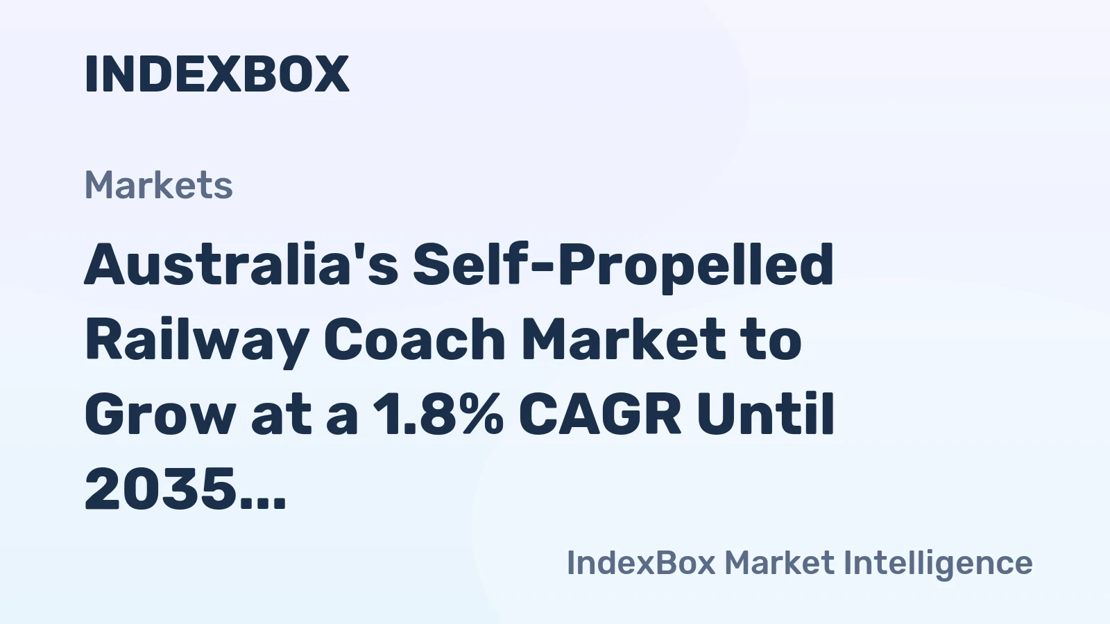 Australia's Self-Propelled Railway Coach Market to Grow at a 1.8% CAGR Until 2035