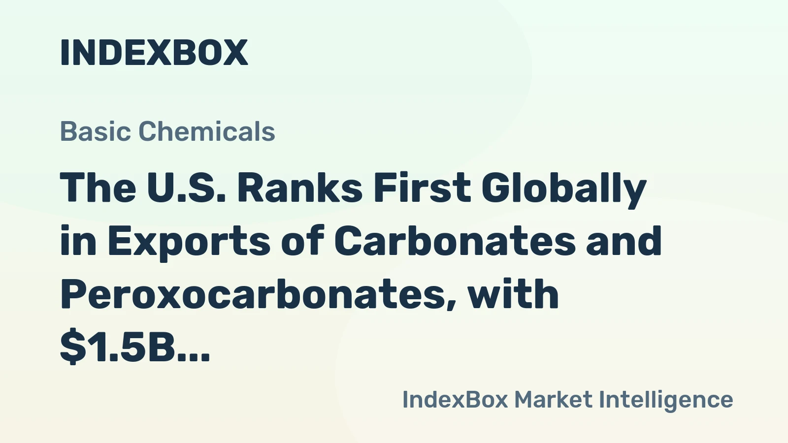 The U.S. Ranks First Globally in Exports of Carbonates and Peroxocarbonates, with $1.5B in 2014