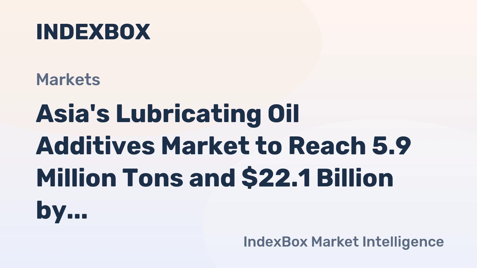 Asia's Lubricating Oil Additives Market to Reach 5.9 Million Tons and $22.1 Billion by 2035