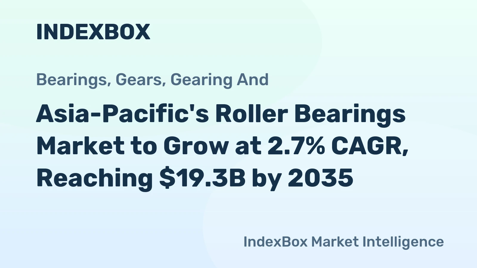Asia-Pacific's Roller Bearings Market to Grow at 2.7% CAGR, Reaching $19.3B by 2035