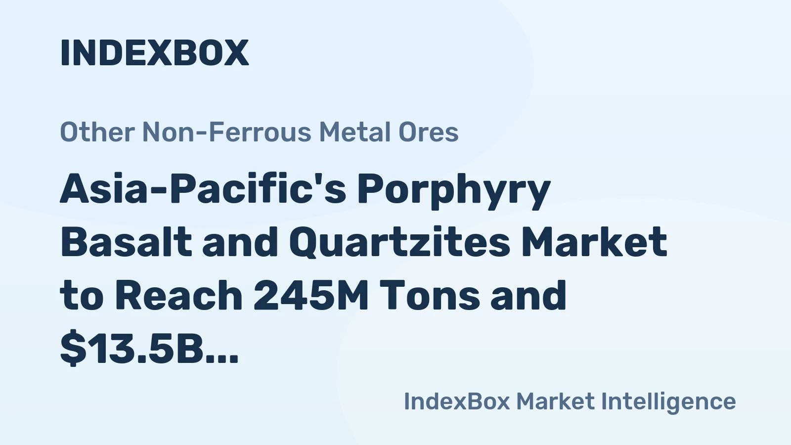Asia-Pacific's Porphyry Basalt and Quartzites Market to Reach 245M Tons and $13.5B by 2035