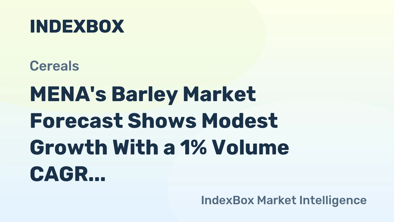 MENA's Barley Market Forecast Shows Modest Growth With a 1% Volume CAGR Through 2035