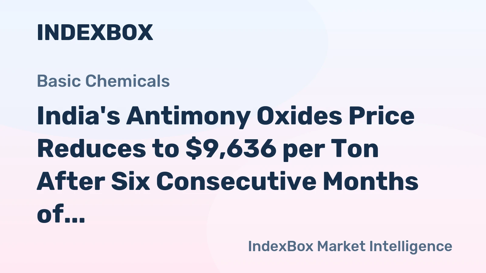 India's Antimony Oxides Price Reduces to $9,636 per Ton After Six Consecutive Months of Contraction